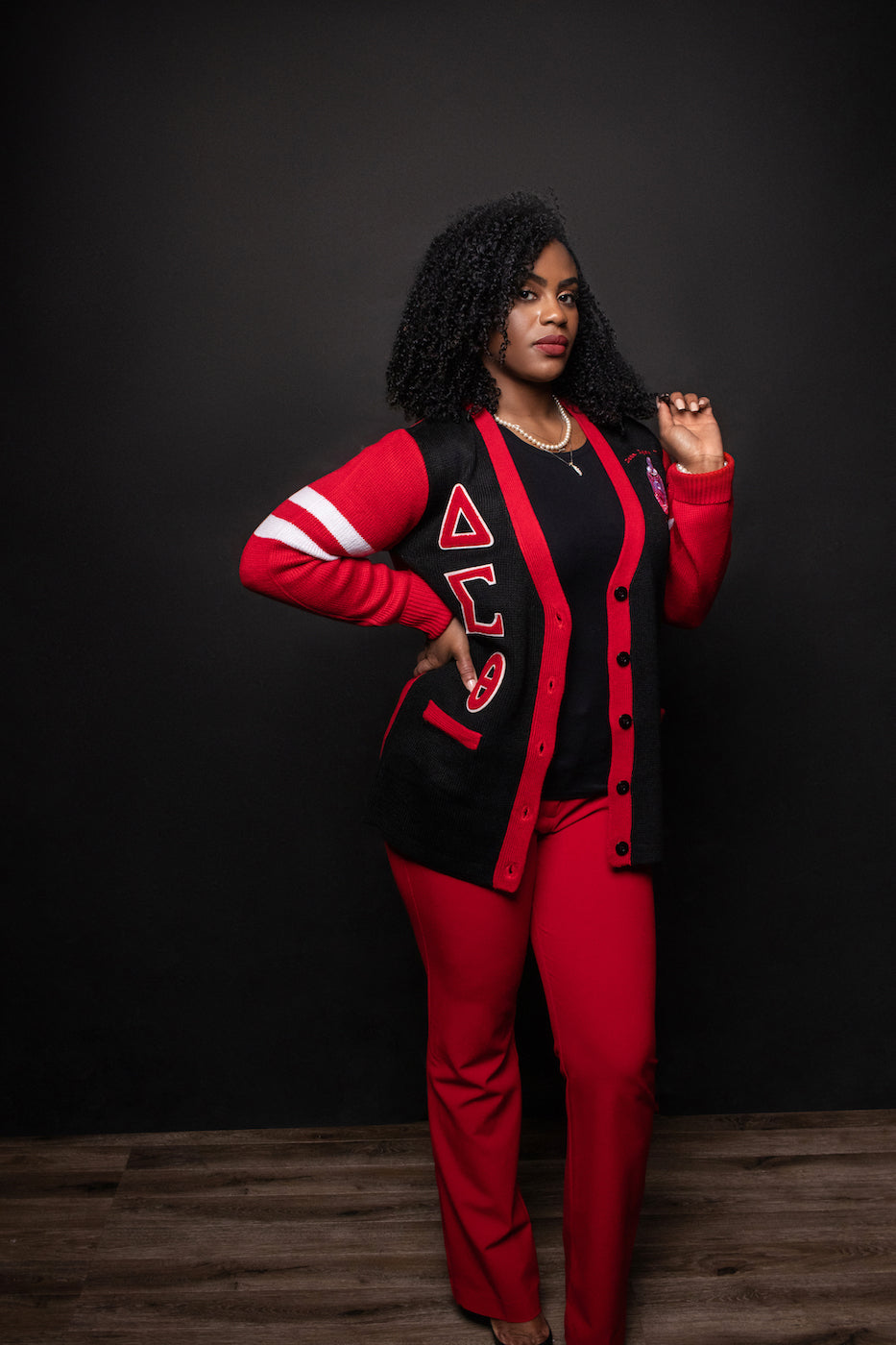 ΔΣΘ Black Tri Color Cardigan w/ white stripes – Kendalls Greek