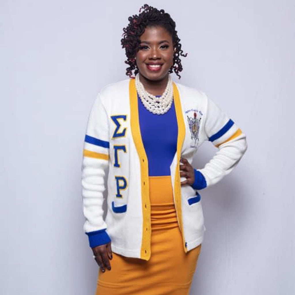 ΣΓΡ White Tri Color Cardigan – Kendalls Greek