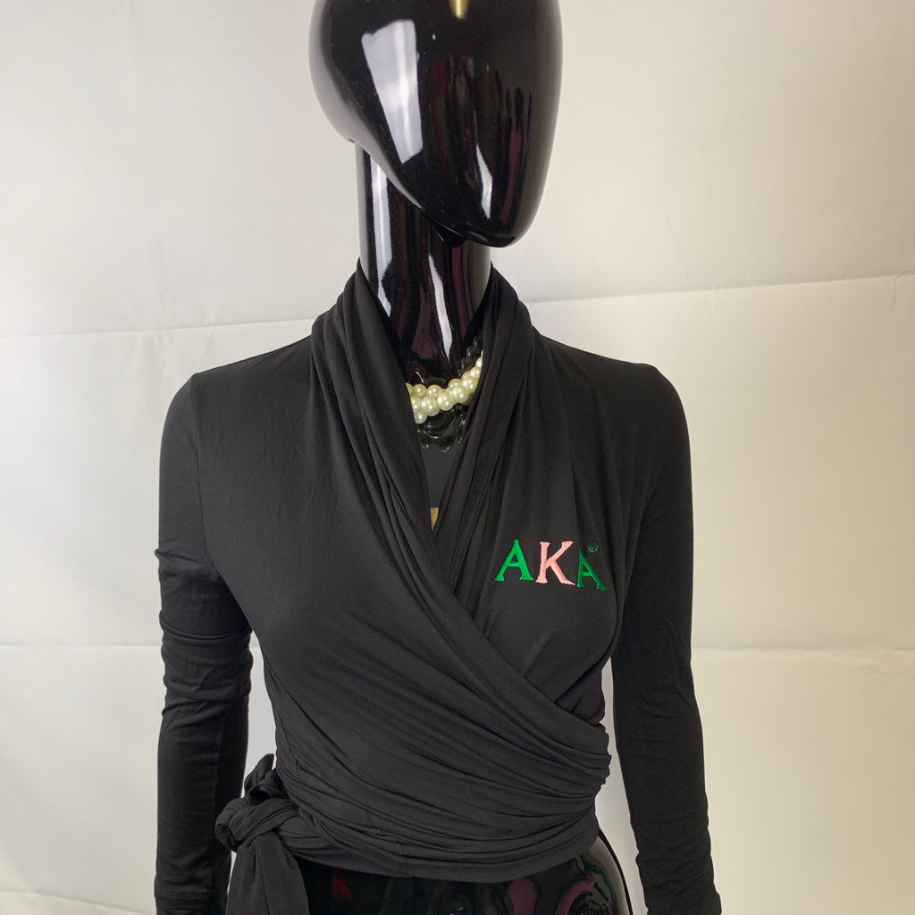 AKA WRAP SHIRT *SOLID BLACK* WS10 – Kendalls Greek